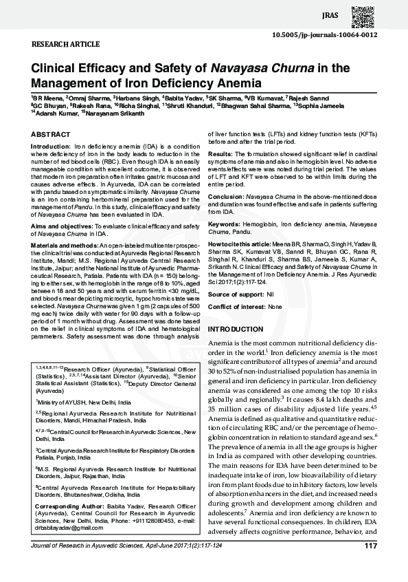 (PDF) Clinical Efficacy and Safety of Navayasa Churna in the Management ...