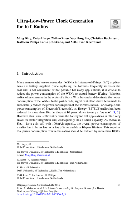 (PDF) Ultra-Low-Power Clock Generation for IoT Radios