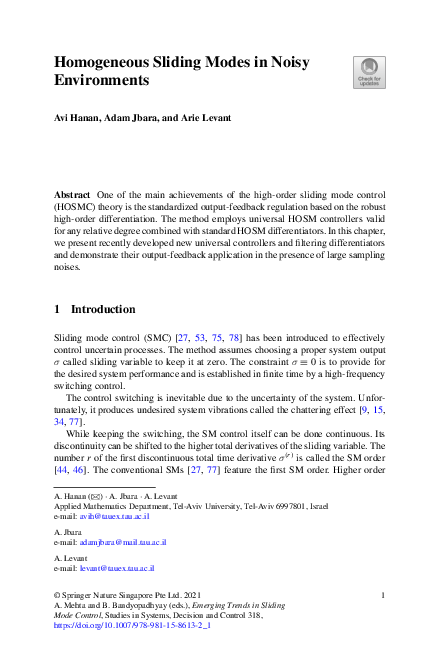 (PDF) Homogeneous Sliding Modes in Noisy Environments