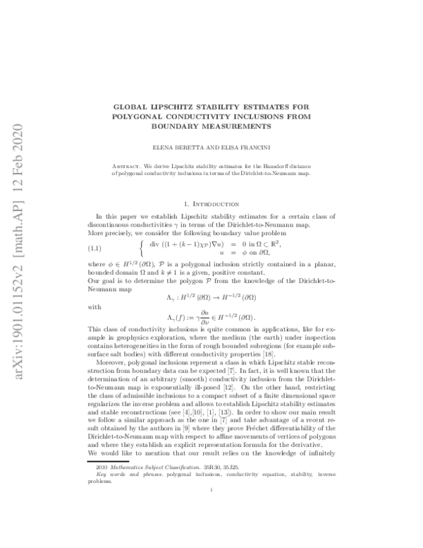 (PDF) Global Lipschitz stability estimates for polygonal conductivity ...