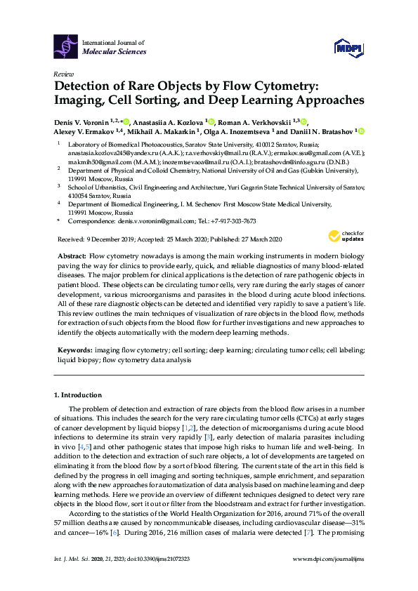 (PDF) Detection of Rare Objects by Flow Cytometry: Imaging, Cell Sorting, and Deep Learning ...