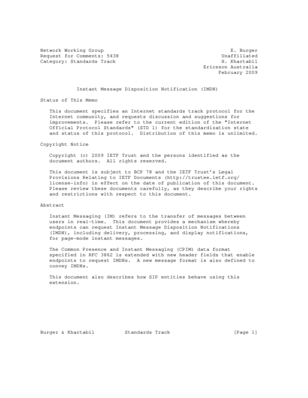 (PDF) Instant Message Disposition Notification (IMDN)