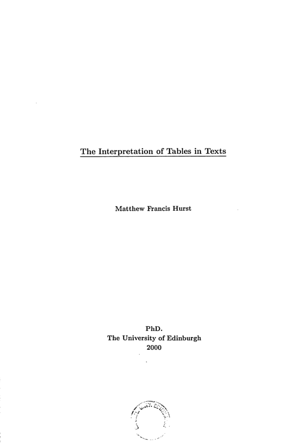 (PDF) The interpretation of tables in texts
