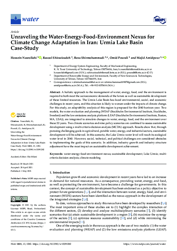 (PDF) Unraveling the Water-Energy-Food-Environment Nexus for Climate ...