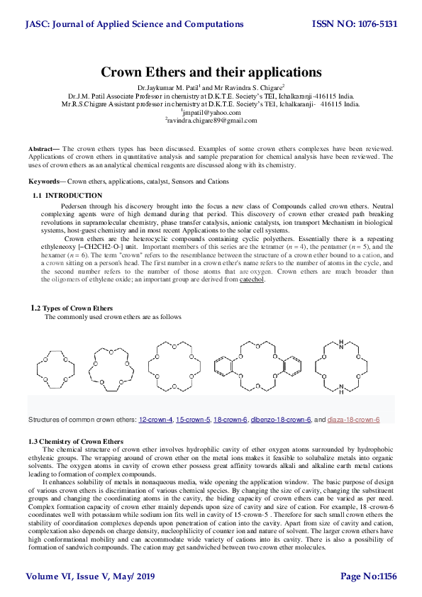 (PDF) Crown Ethers and their applications