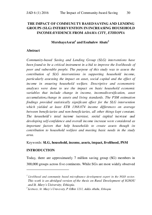 (PDF) The Impact of Community-based Saving 30 THE IMPACT OF COMMUNUTY ...