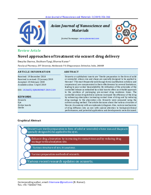 (PDF) Novel approaches of treatment via ocusert drug delivery