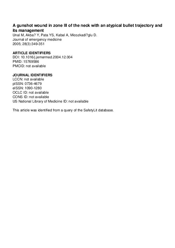 (PDF) A gunshot wound in zone III of the neck with an atypical bullet ...