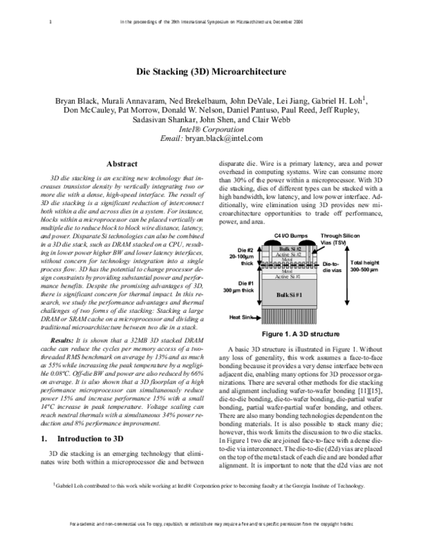 (PDF) Die Stacking (3d) Microarchitecture
