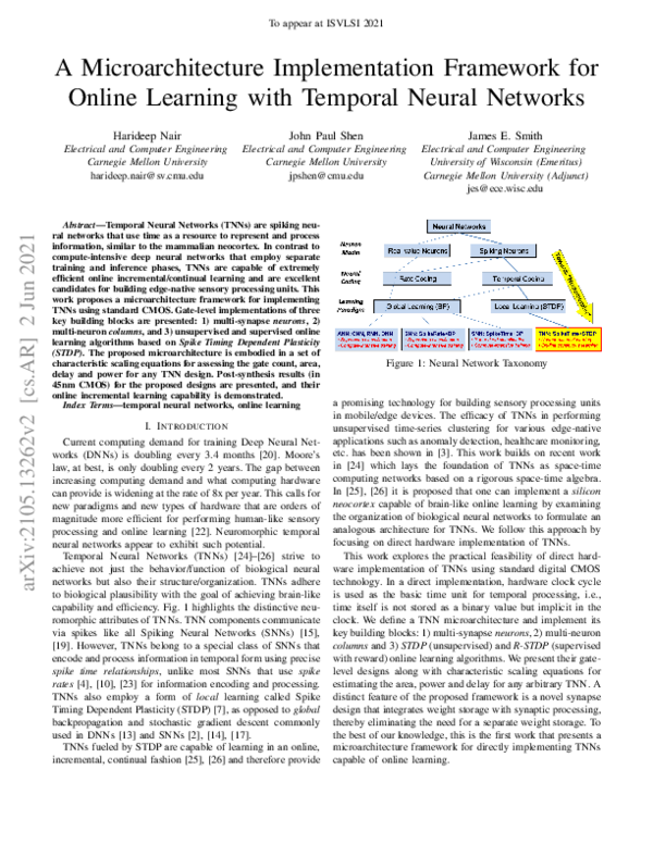 (PDF) A Microarchitecture Implementation Framework for Online Learning with Temporal Neural ...
