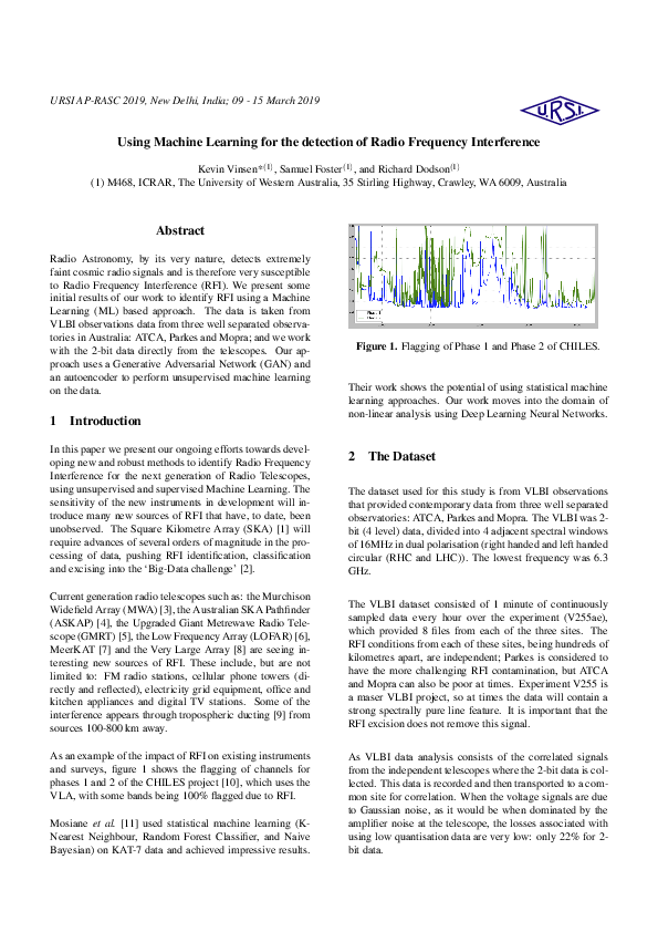 (PDF) Using Machine Learning for the detection of Radio Frequency Interference