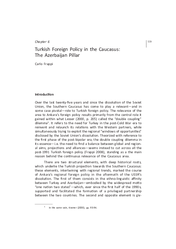 (PDF) Turkish Foreign Policy in the Caucasus: The Azerbaijan Pillar