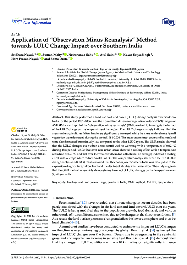 (PDF) Application of “Observation Minus Reanalysis” Method towards LULC ...