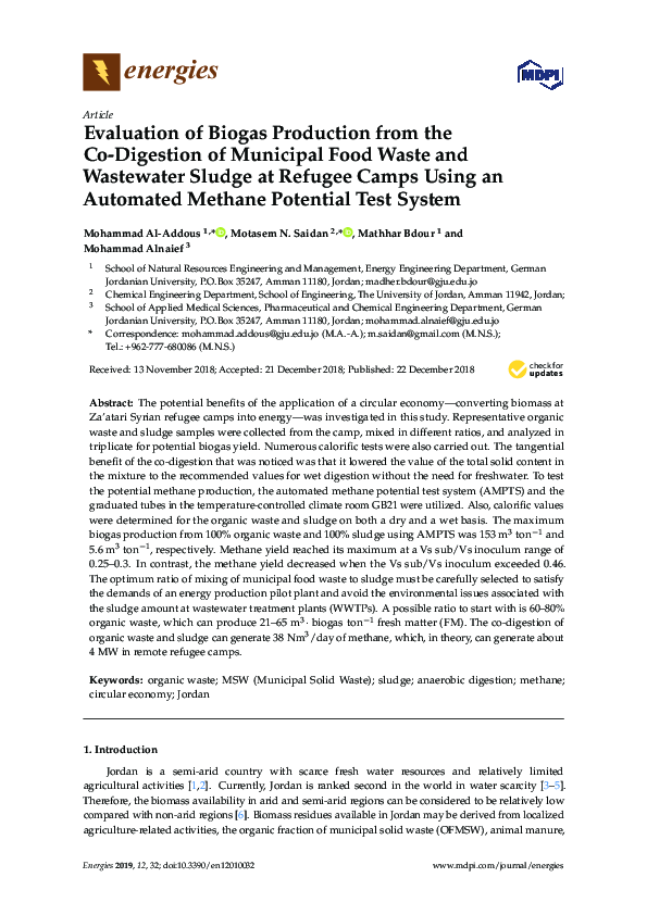 (PDF) Evaluation of Biogas Production from the Co-Digestion of ...