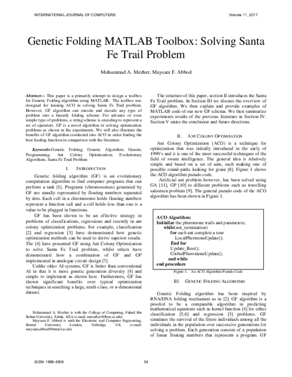 Pdf Genetic Folding Matlab Toolbox Solving Santa Fe Trail Problem
