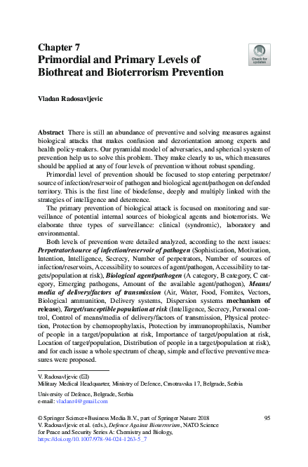 (PDF) Primordial and Primary Levels of Biothreat and Bioterrorism ...