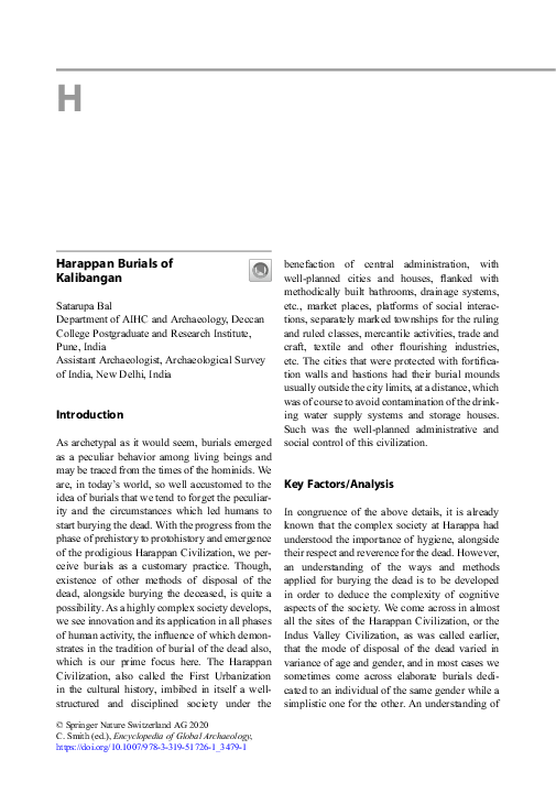 (PDF) Harappan Burials of Kalibangan