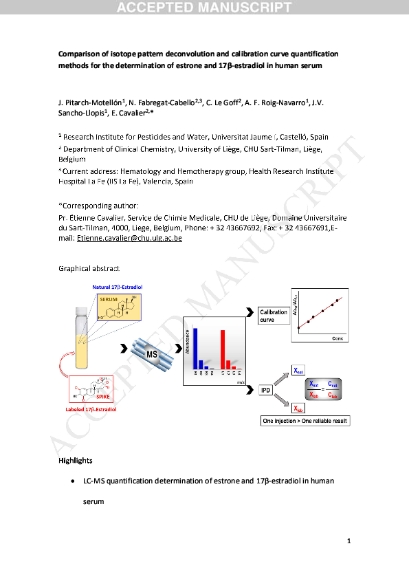 (PDF) Comparison of isotope pattern deconvolution and calibration curve ...