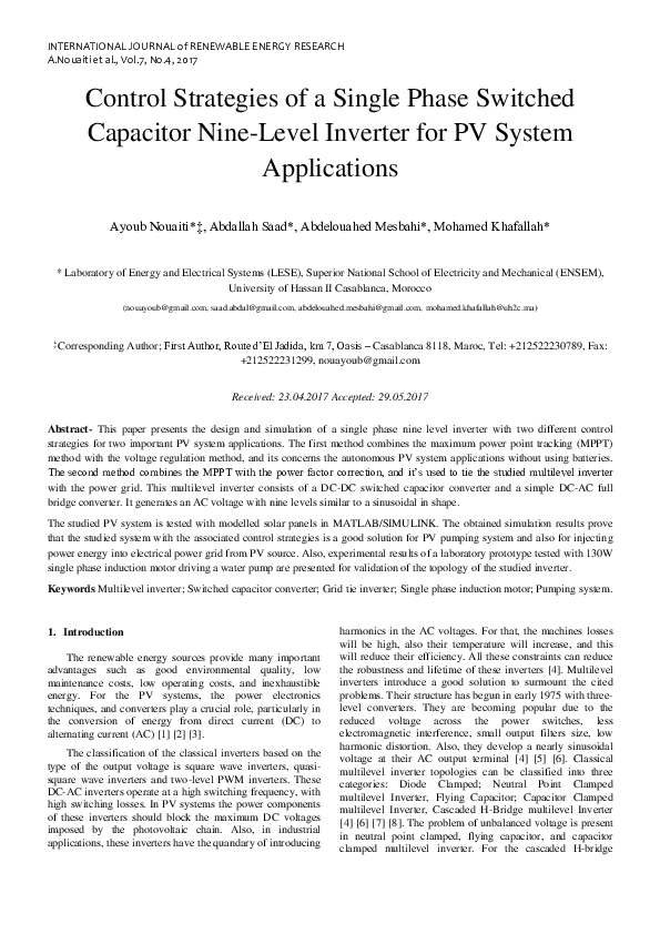 (PDF) Control Strategies of a Single Phase Switched Capacitor Nine ...