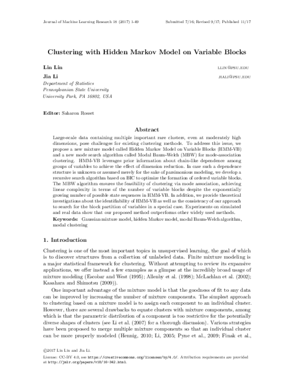 (PDF) Clustering with Hidden Markov Model on Variable Blocks