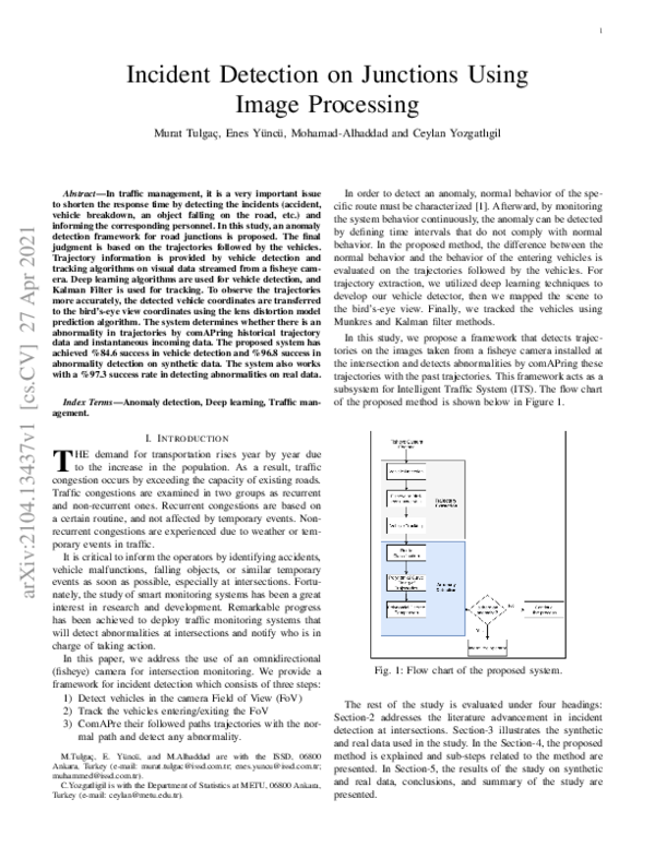 (PDF) Incident Detection on Junctions Using Image Processing