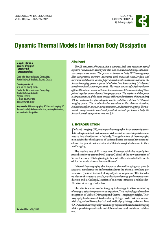 Pdf Dynamic Thermal Models For Human Body Dissipation Karolj Skala 
