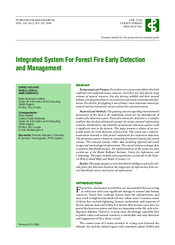 (PDF) Integrated System For Forest Fire Early Detection and Management ...