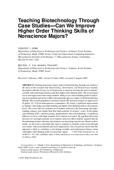 (PDF) Teaching biotechnology through case studies?can we improve higher ...