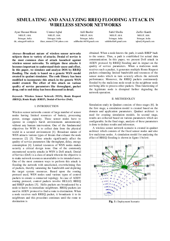 (PDF) Simulating and analyzing RREQ flooding attack in Wireless Sensor ... (PDF) Simulating and analyzing RREQ flooding attack in Wireless Sensor ...