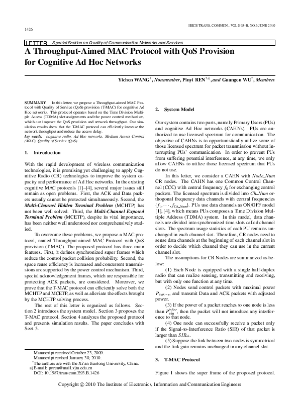 (PDF) A throughput-aimed MAC protocol with QoS provision for cognitive ...