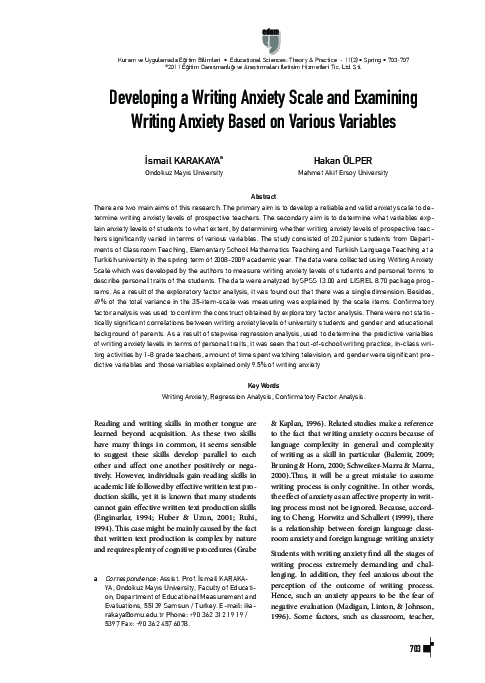 (PDF) Developing a Writing Anxiety Scale and Examining Writing Anxiety ...