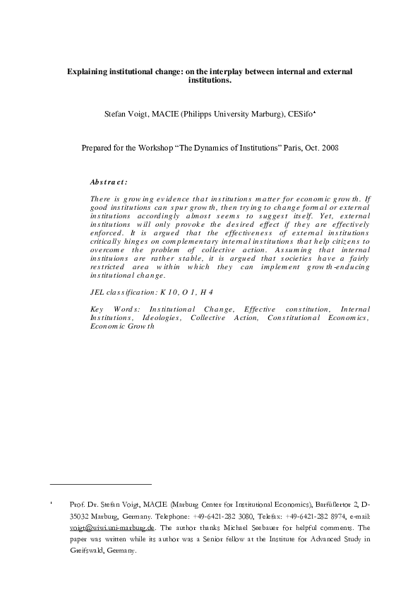 (PDF) Explaining institutional change: on the interplay between ...