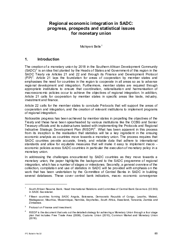 (PDF) Regional economic integration in SADC