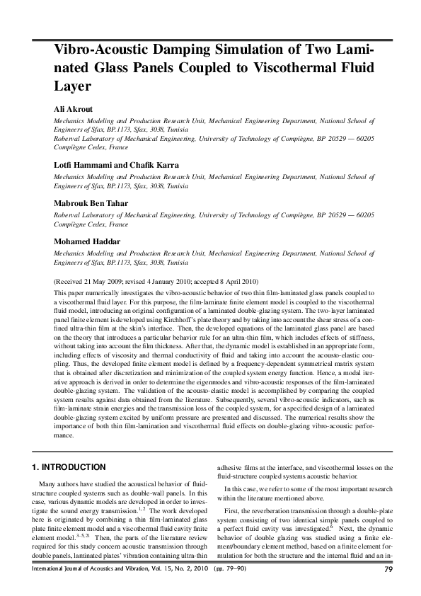 (PDF) Vibro-Acoustic Damping Simulation of Two Laminated Glass Panels Coupled to Viscothermal ...