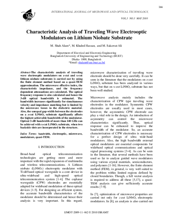 (PDF) Characteristic Analysis of Traveling Wave Electrooptic Modulators ...