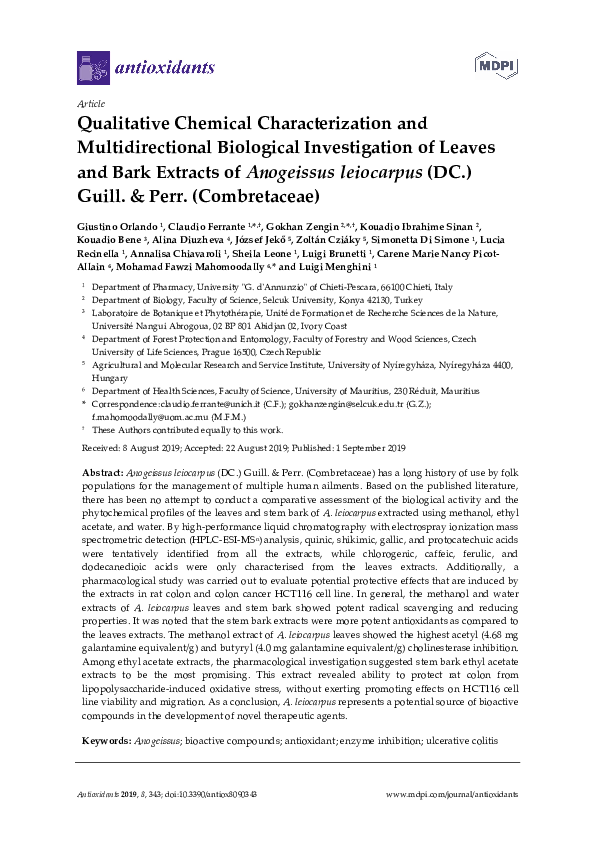(PDF) Qualitative Chemical Characterization and Multidirectional ...