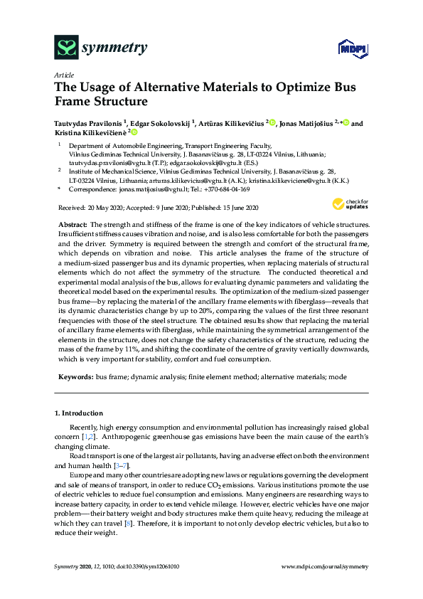 (PDF) The Usage of Alternative Materials to Optimize Bus Frame Structure