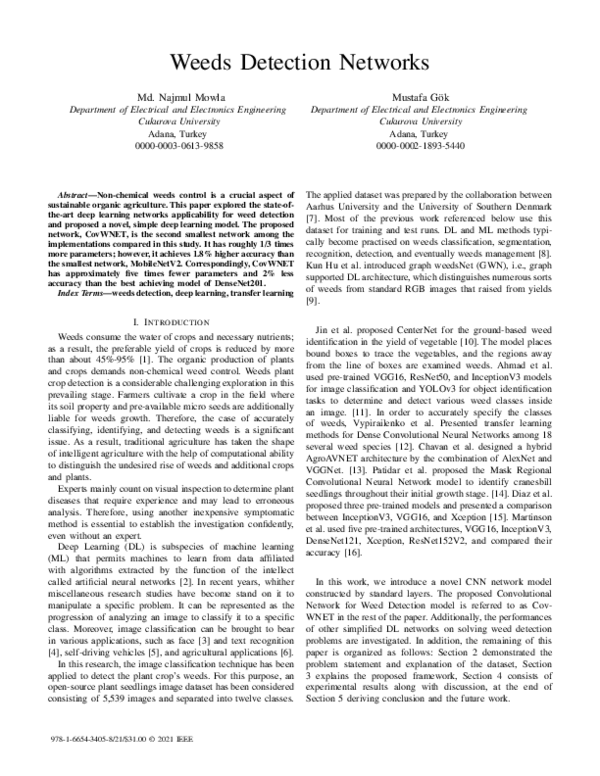 (PDF) Efficient Weed Detection Using CovWNET