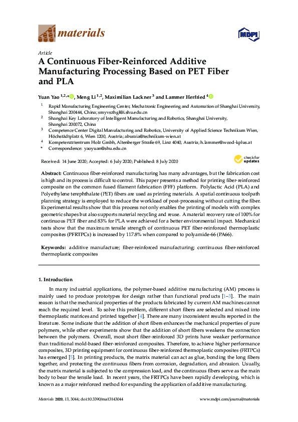 (PDF) A Continuous Fiber-Reinforced Additive Manufacturing Processing ...