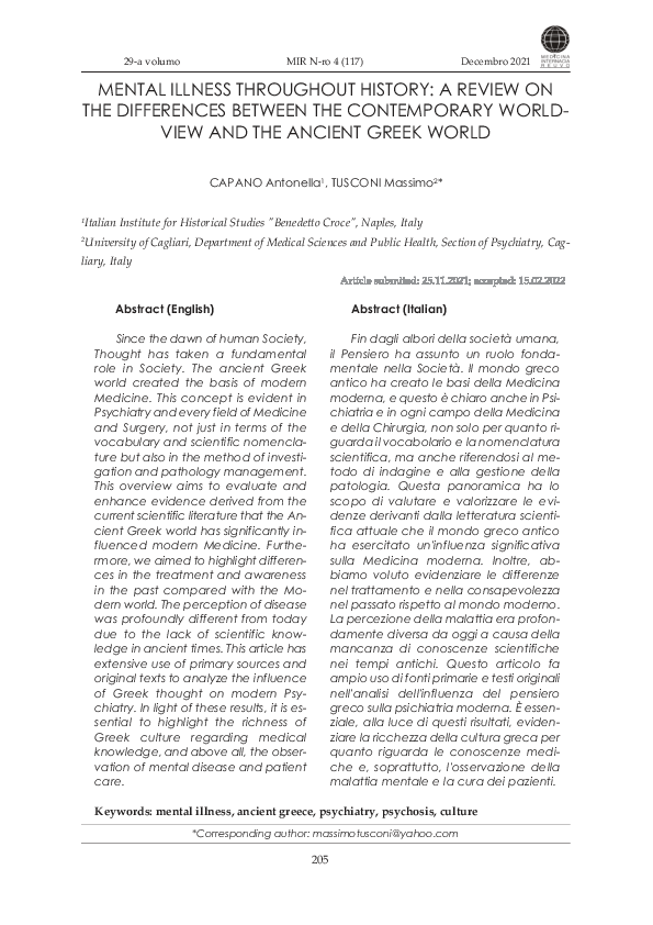 (PDF) Mental Illness Throughout History: a review on the differences ...