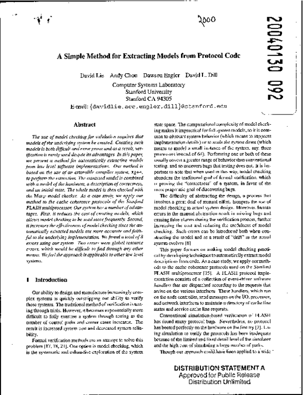 Pdf A Simple Method For Extracting Models From Protocol Code