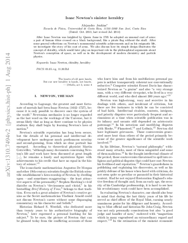 (PDF) Isaac Newton's sinister heraldry