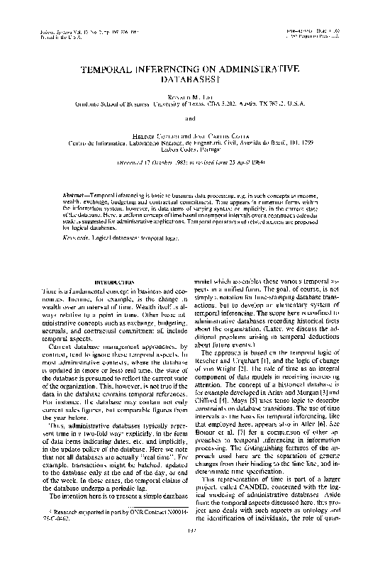 (PDF) Temporal inferencing on administrative databases