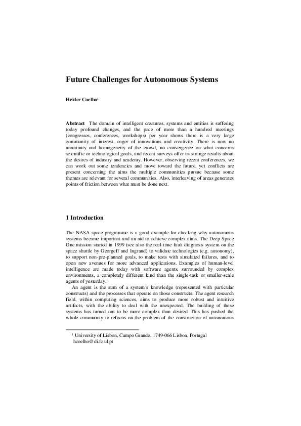 (PDF) Future Challenges for Autonomous Systems