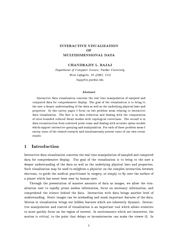 (PDF) Interactive Visualization Of Multidimensional Data
