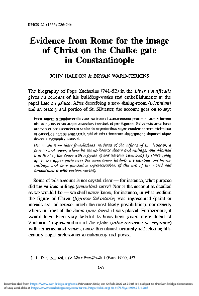 (PDF) Evidence from Rome for the image of Christ on the Chalke gate in ...