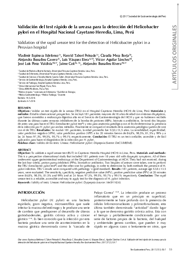 (PDF) Validación del test rápido de la ureasa para la detección del ...