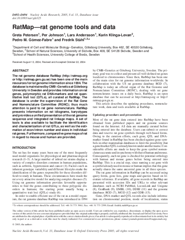 (PDF) RatMap rat genome tools and data