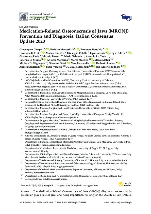 (PDF) Medication-Related Osteonecrosis of Jaws (MRONJ) Prevention and ...