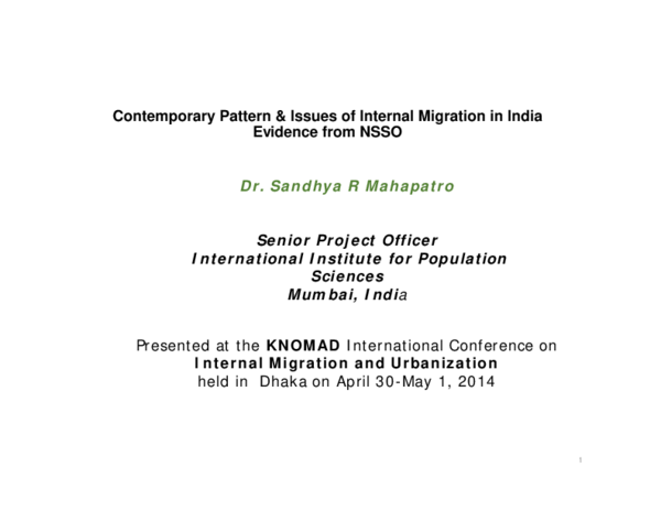 (PDF) Contemporary Patterns & Issues of Internal Migration in India ...